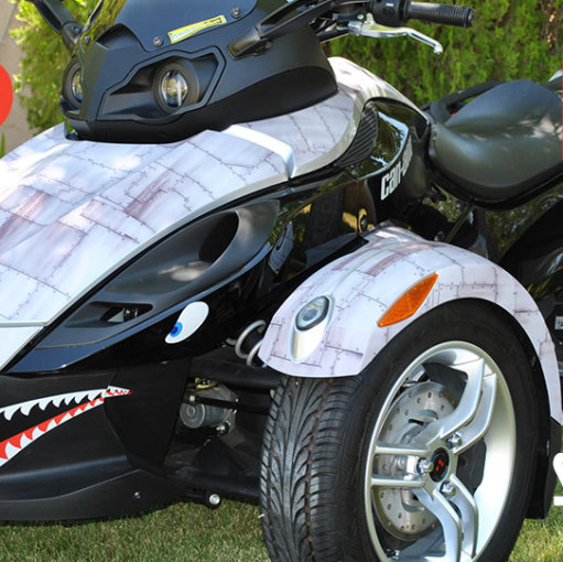 Can Am Spyder Wrap Decals Graphics P40 Shark Face Warhawk Effect WrapMySpyder